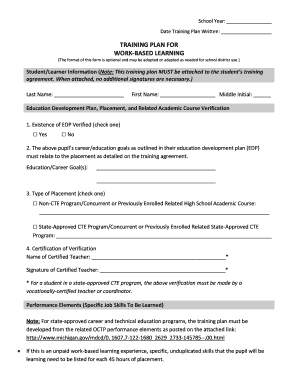 Fillable Online Date Training Plan Written Fax Email Print - pdfFiller