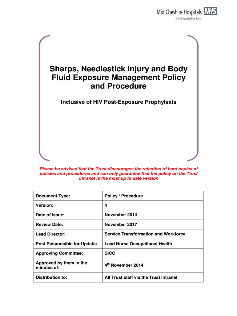 Fillable Online Sharps, Needlestick Injury and Body Fax Email Print ...