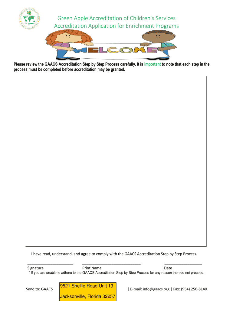 Fillable Online gaacs Green Apple Accreditation of Childrens Services ...
