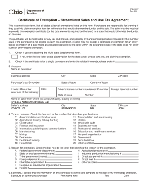 Fillable Online Certi cate of Exemption Streamlined Sales and Use Tax ...