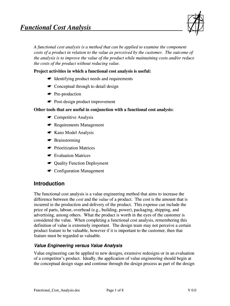 Fillable Online Functional Cost Analysis Fax Email Print - pdfFiller