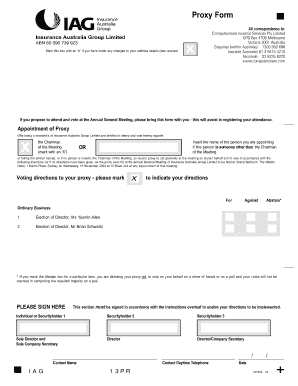 Fillable Online Proxy Form - Iag Fax Email Print - pdfFiller