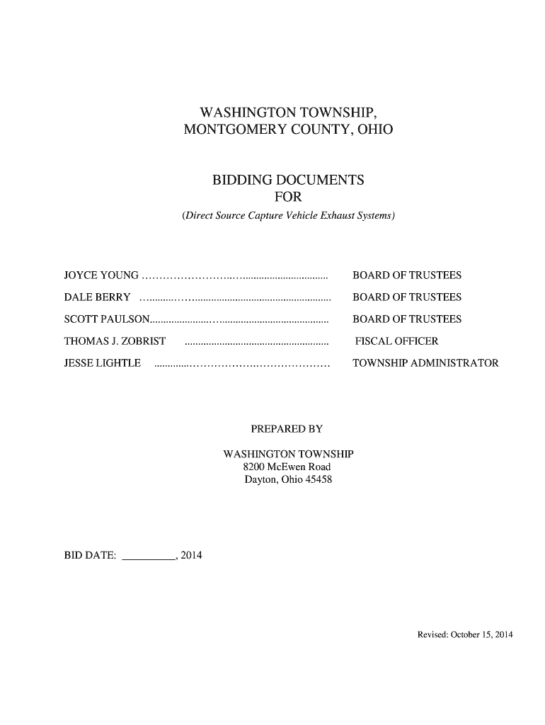Fillable Online WASHINGTON TOWNSHIP MONTGOMERY COUNTY OHIO BIDDING Fax ...