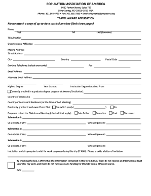 Fillable Online populationassociation POPULATION ASSOCIATION OF AMERICA Fax Email Print - pdfFiller