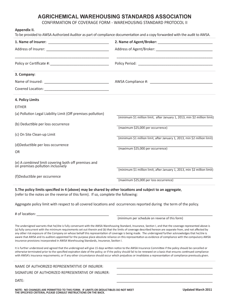 Fillable Online awsa AWSA Warehousing Standards Bulletins 1-34 2011 PDF ...