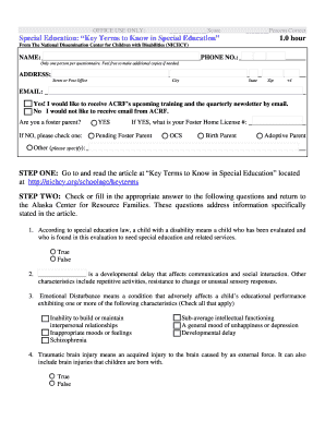 Fillable Online acrf Special Education Key Terms to Know in Special ...