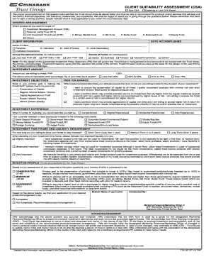 Fillable Online CLIENT SUITABILITY ASSESSMENT CSA - Chinabank Fax Email ...