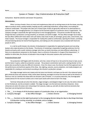 Fillable Online Careers in Theater Day 3 make up worksheet ...