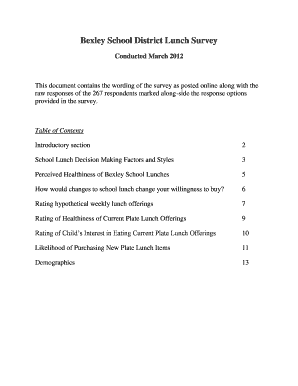 Fillable Online Bexley School District Lunch Survey Fax Email Print ...