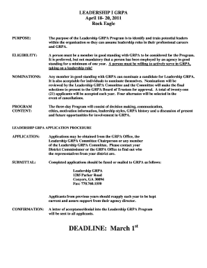 Fillable Online LEADERSHIP I GRPA PROGRAM APPLICATION Fax Email Print ...