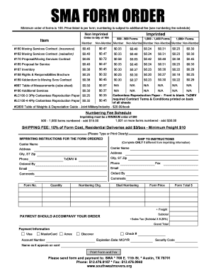 Fillable Online SMA FORM ORDER Fax Email Print - pdfFiller