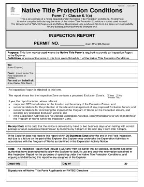 Fillable Online Native Title Protection Conditions bFormb 7 Inspection ...