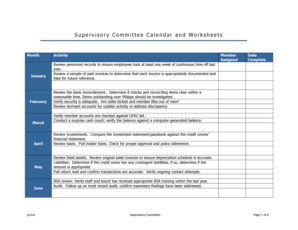 Fillable Online iculeague Supervisory Committee Calendar and Worksheets ...