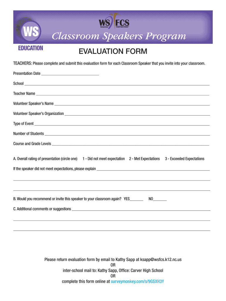 Fillable Online Classroom Speakers Program Fax Email Print - pdfFiller