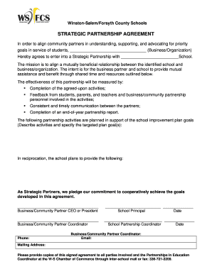 Fillable Online STRATEGIC PARTNERSHIP AGREEMENT - bwinstonsalemcomb Fax ...