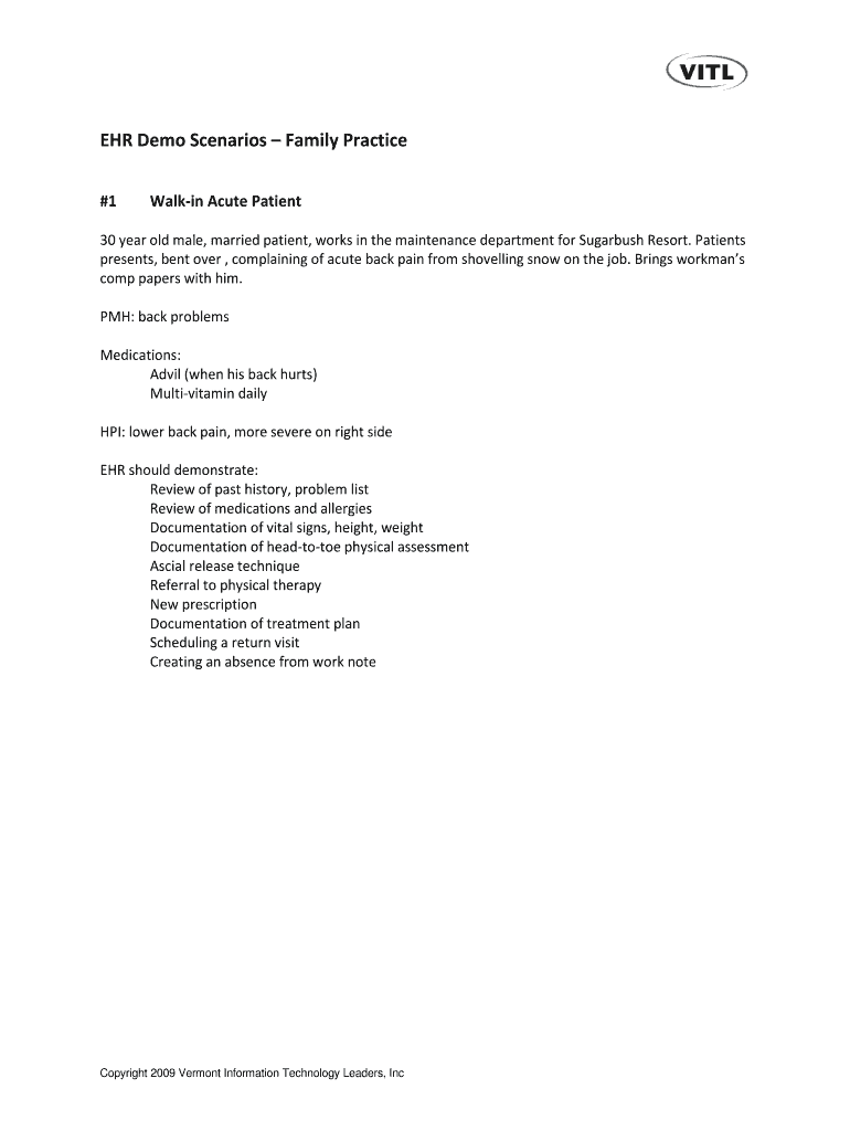 Fillable Online EHR Demo Scenarios Family Practice Fax Email Print ...