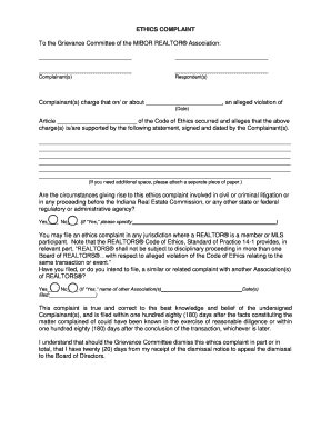 Fillable Online ETHICS COMPLAINT PROCEDURE - MIBOR Fax Email Print ...