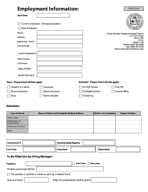 Fillable Online Employment Information - Getfused Fax Email Print ...