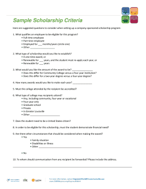 Fillable Online Sample Scholarship Criteria - Greater Louisville Inc ...