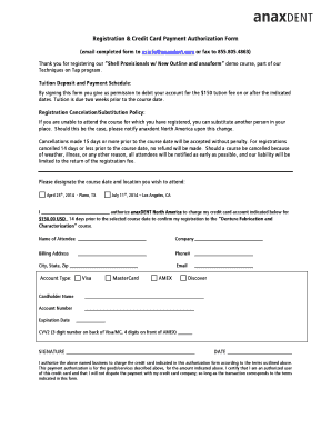 Fillable Online Registration & Credit Card Payment Authorization Form Fax Email Print - pdfFiller