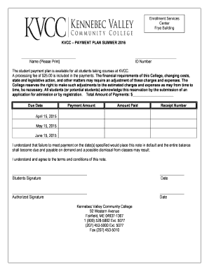 Fillable Online kvcc me KVCC PAYMENT PLAN 2004-2005 - kvcc me Fax Email ...