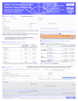 Fillable Online 2016 PDA Visual Inspection Four easy ways to register ...