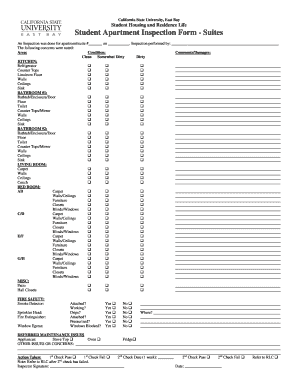 Fillable Online www20 csueastbay Student Apartment Inspection Form ...