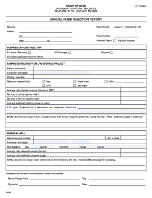 Fillable Online ANNUAL FLUID INJECTION REPORT - Utah Fax Email Print ...