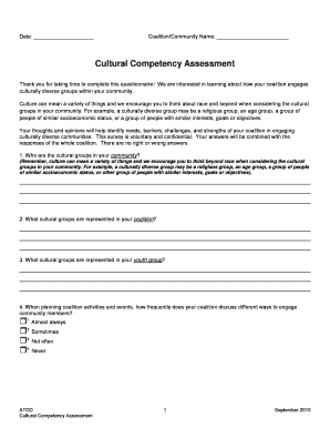 Fillable Online evaluatod Cultural Competency Assessment - EvaluATOD ...