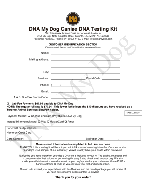 Fillable Online DNAffirm Canine DNA Testing Kit - torontoca Fax Email ...