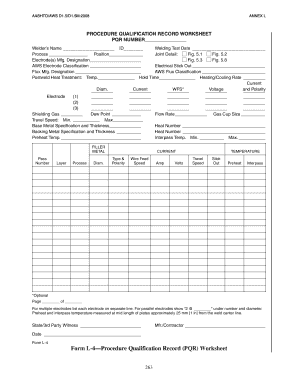 Fillable Online PROCEDURE QUALIFICATION RECORD WORKSHEET PQR NUMBER Fax ...