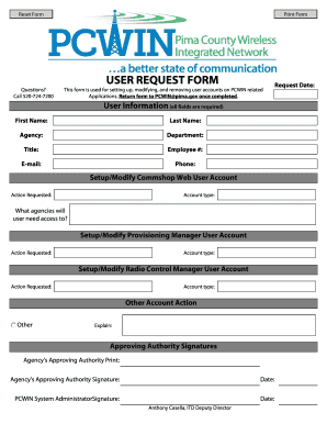 Fillable Online USER REQUEST FORM - Pima County Arizona Fax Email Print ...
