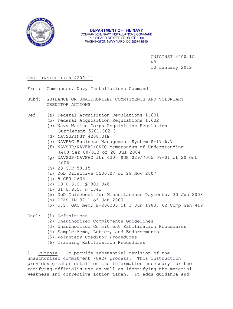 Fillable Online cnic navy DEPARTMENT OF THE NAVY COMMANDER, NAVY ...