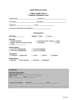 Fillable Online MHC Customer Information Form - webcsulbedu Fax Email ...
