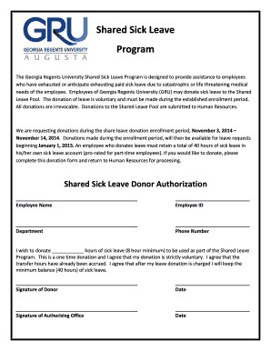 Fillable Online Shared Sick Leave Donor Form 214docx Fax Email Print ...