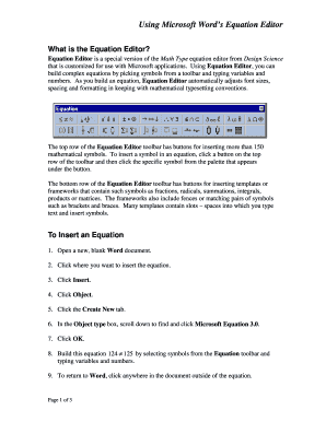 Fillable Online Using Microsoft Words Equation Editor Fax Email Print ...