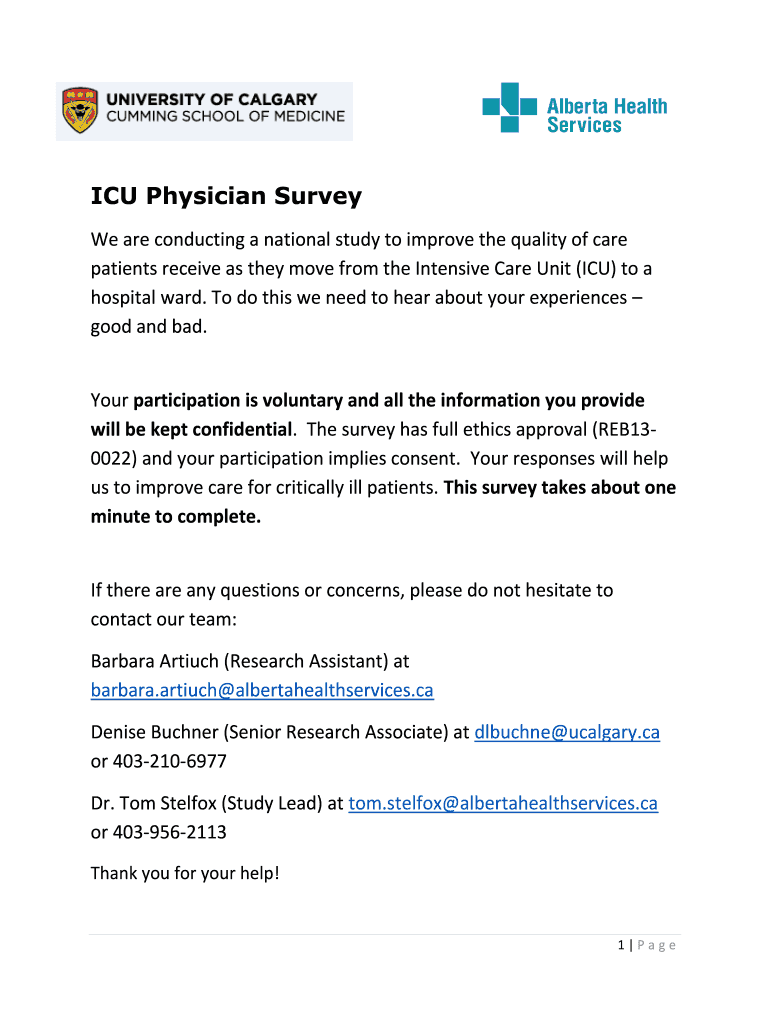 Fillable Online ICU Physician Survey - BMJ Open Fax Email Print - pdfFiller