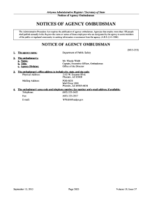 Fillable Online 411006) NOTICE OF AGENCY OMBUDSMAN M13253 1 Fax Email ...