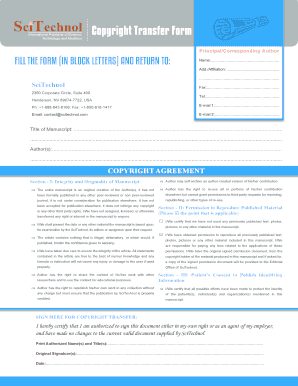 Fillable Online Copyright Transfer Form - SciTechnol Fax Email Print ...