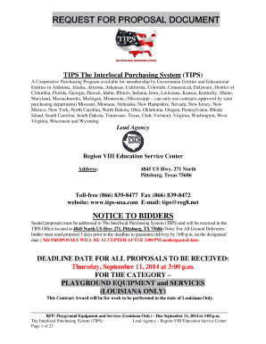 Fillable Online REQUEST FOR PROPOSAL DOCUMENT - TIPS-USA Fax Email ...