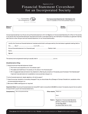 Fillable Online smartbusiness net Financial Statement Coversheet for an ...