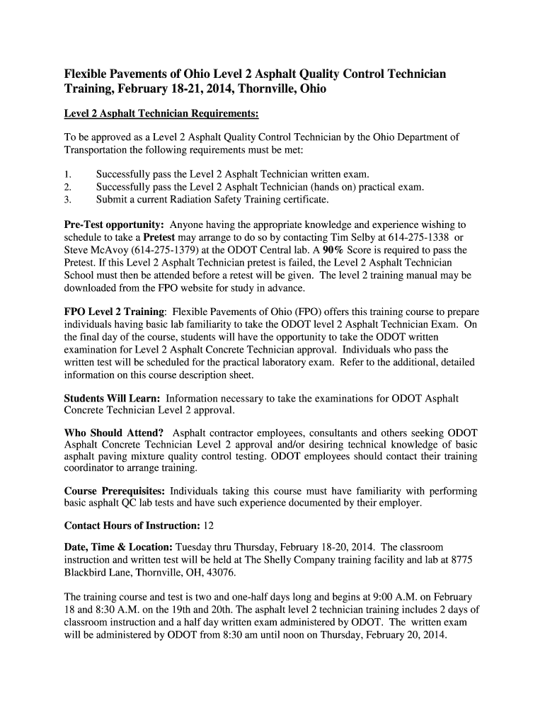Fillable Online Flexible Pavements of Ohio Level 2 Asphalt Quality ...