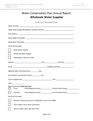 Fillable Online twdb texas Water Conservation Plan Annual Report Fax ...
