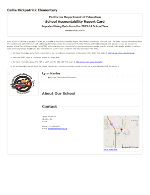 Fillable Online SARC Report for Callie Kirkpatrick Elementary Fax Email ...