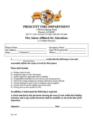 Fillable Online Fire Alarm Affidavit for Alterations Rev 5-09doc Fax ...
