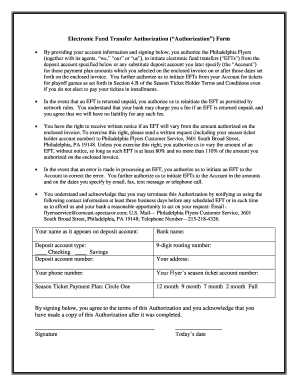 Fillable Online Electronic Fund Transfer Authorization Authorization ...
