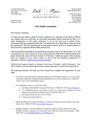 Fillable Online Oral Health Assessment - bdmusdorgb Fax Email Print ...