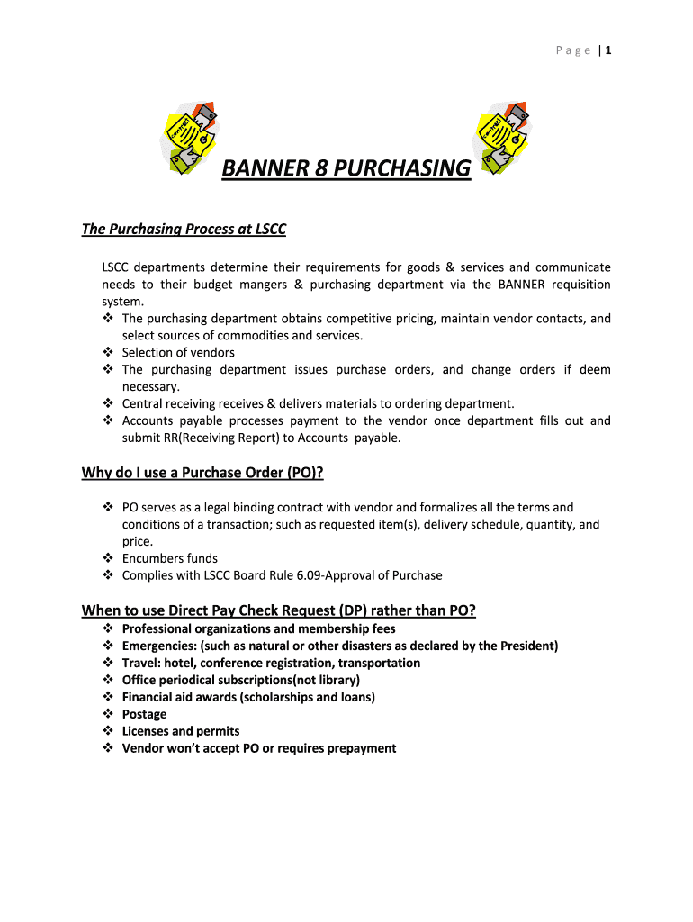 Fillable Online BANNER 8 PURCHASING Fax Email Print - pdfFiller