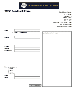 Fillable Online public navy WESS Feedback Form Naval Safety Center ...