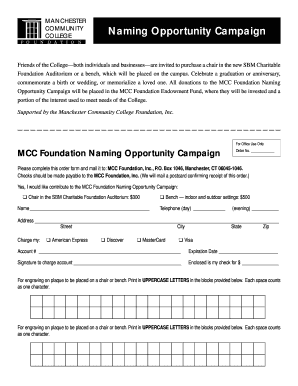 Fillable Online COMMUNITY Naming Opportunity Campaign COLLEGE Fax Email Print - pdfFiller
